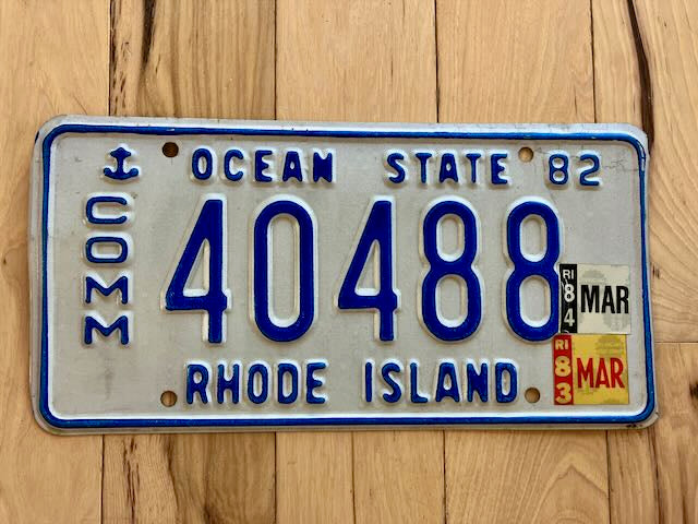1982 Rhode Island Commercial License Plate -1983/1984 tabs – RusticPlates