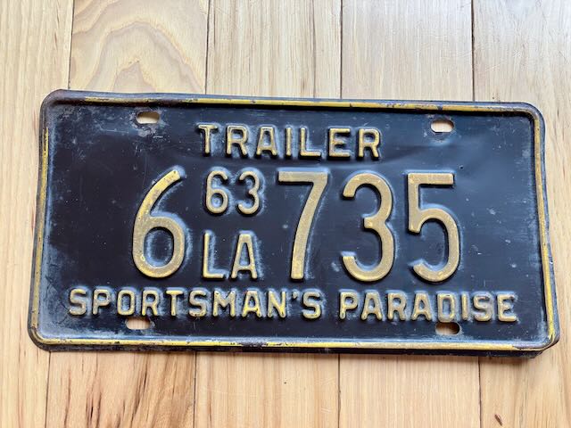 1963 Louisiana Sportsman's Paradise Trailer License Plate – RusticPlates