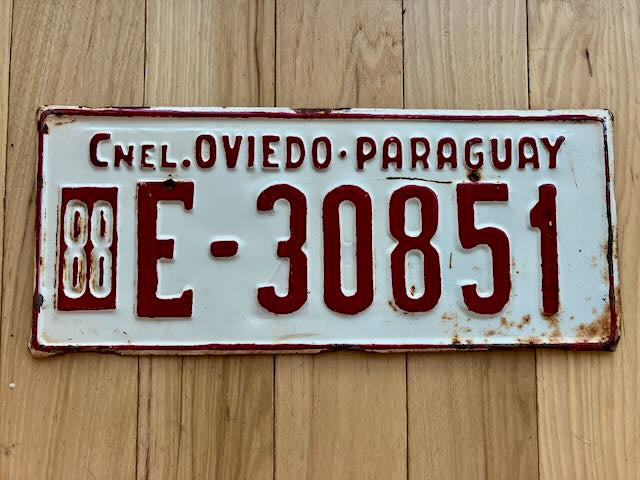 1988 Cnel. Ovido Paraguay License Plate – RusticPlates