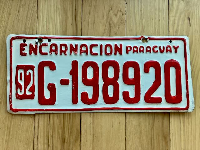 1992 Encarnacion Paraguay License Plate - Repainted – RusticPlates
