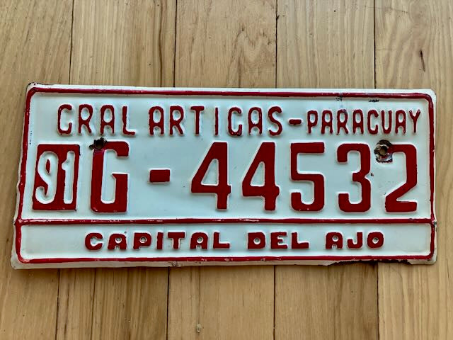 1991 Gral Artigas Paraguay License Plate – RusticPlates