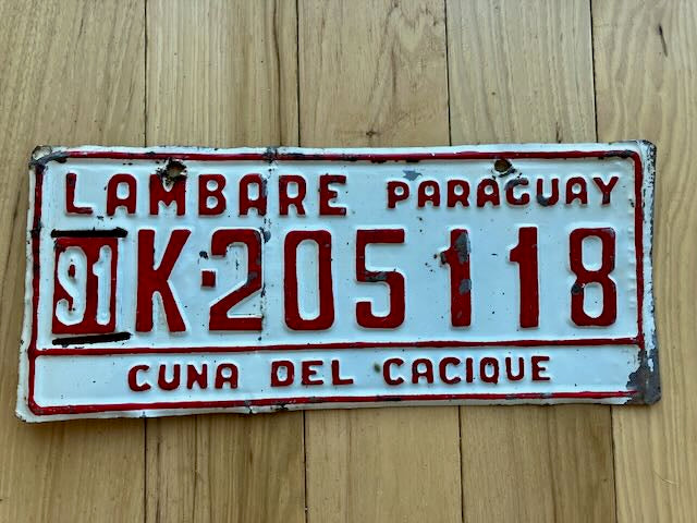 1991 Lambare Paraguay License Plate – RusticPlates