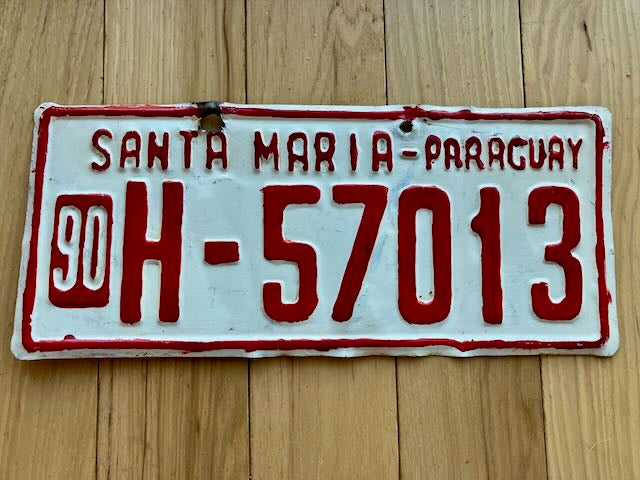 1990 Santa Maria Paraguay License Plate - Likely Repaint – RusticPlates
