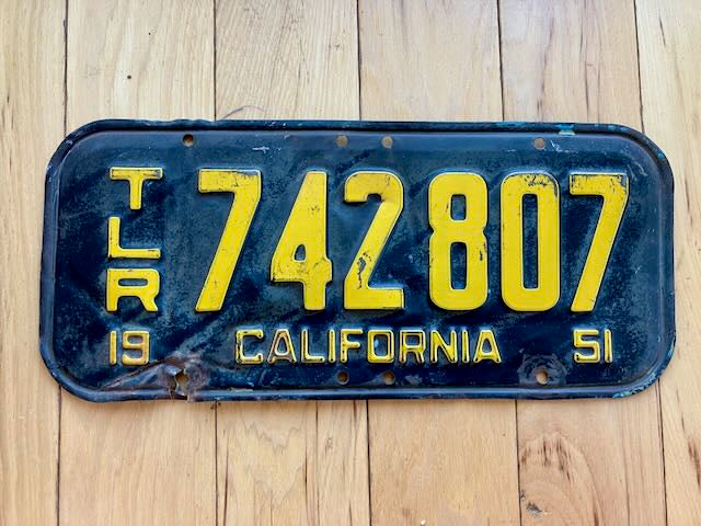 1951 California Trailer License Plate – RusticPlates