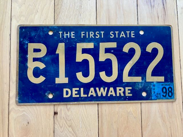 1998 Delaware License Plate – RusticPlates