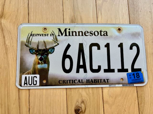 2018 Minnesota Critical Habitat License Plate - Note Crease On Top ...