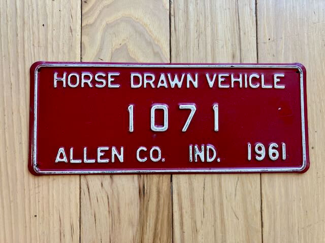 1961 Indiana Horse Drawn Vehicle License plate – RusticPlates