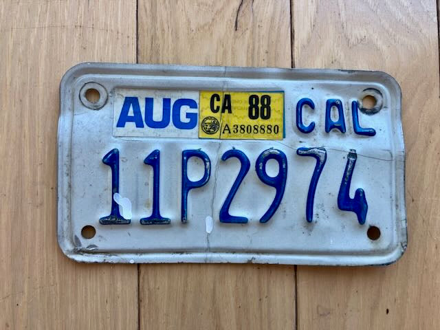 1988 California Motorcycle License Plate – RusticPlates