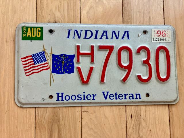 1996 Indiana Hoosier Veteran License Plate – RusticPlates