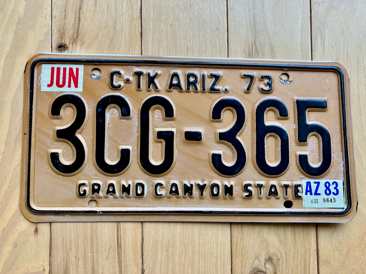 1973 Arizona Commercial Truck License Plate W/ 1983 Tabs – RusticPlates