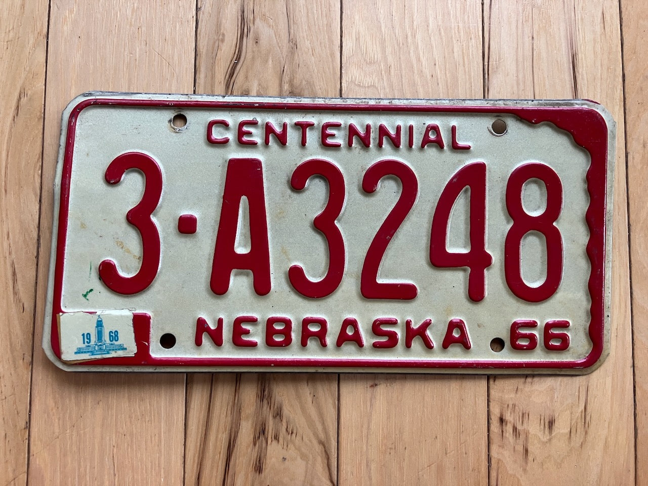 1966 Nebraska Centennial License Plate W/ 1968 Tab – RusticPlates