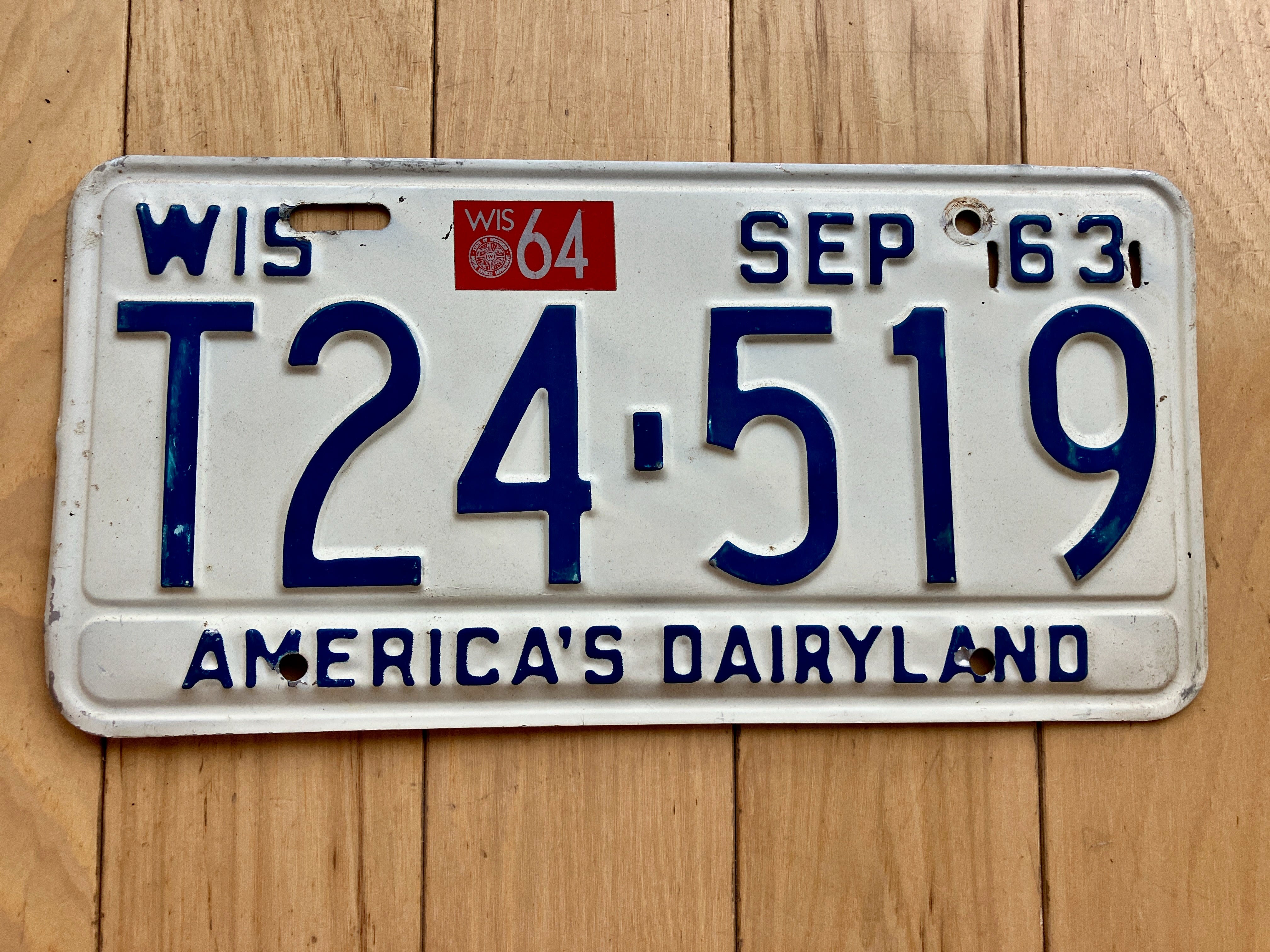 1963 Wisconsin License Plate W/ 1964 Tab – RusticPlates