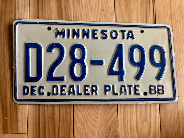 1988 Minnesota Dealer License Plate – RusticPlates