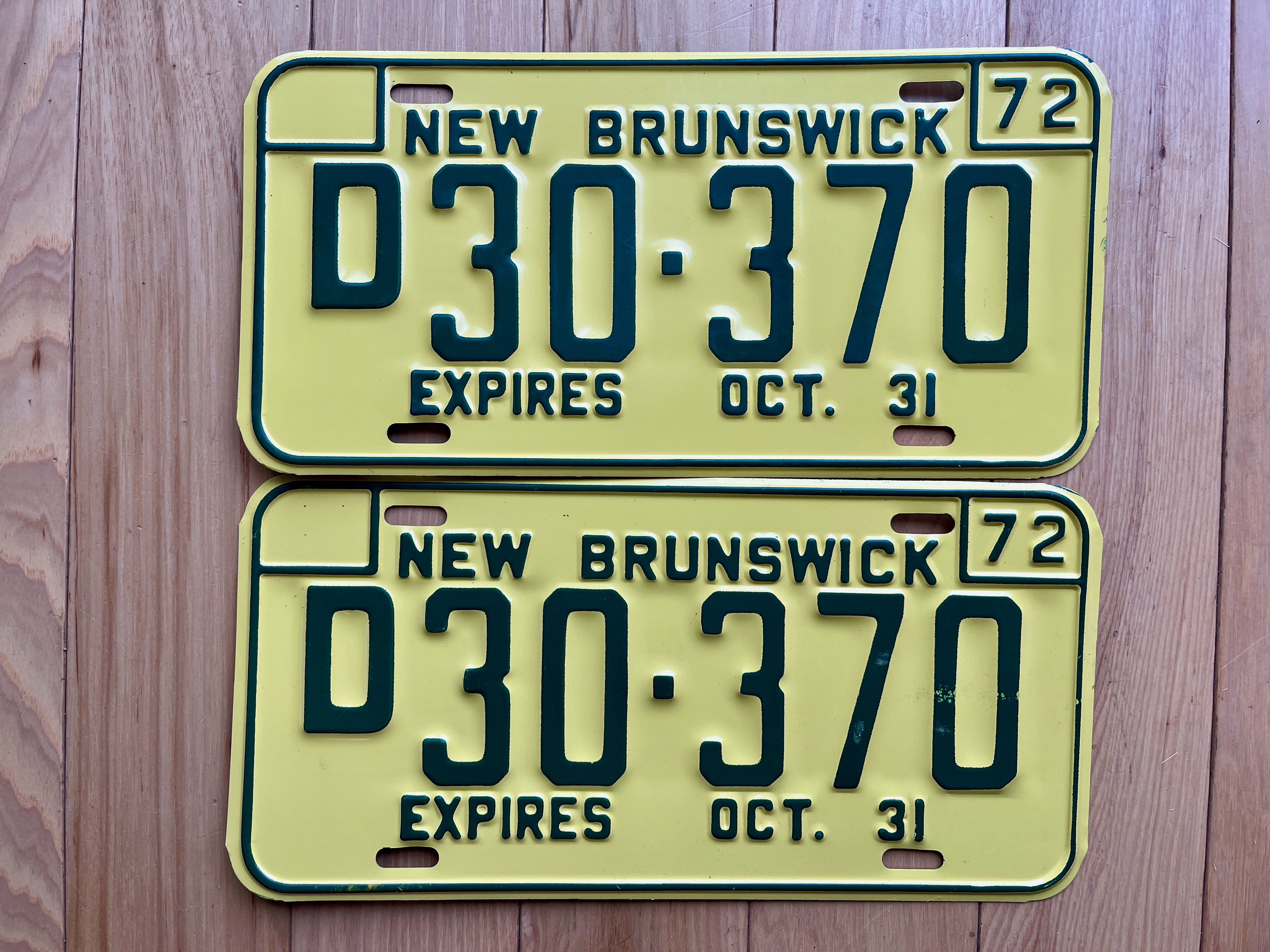 Pair of 1972 New Brunswick License Plates – RusticPlates