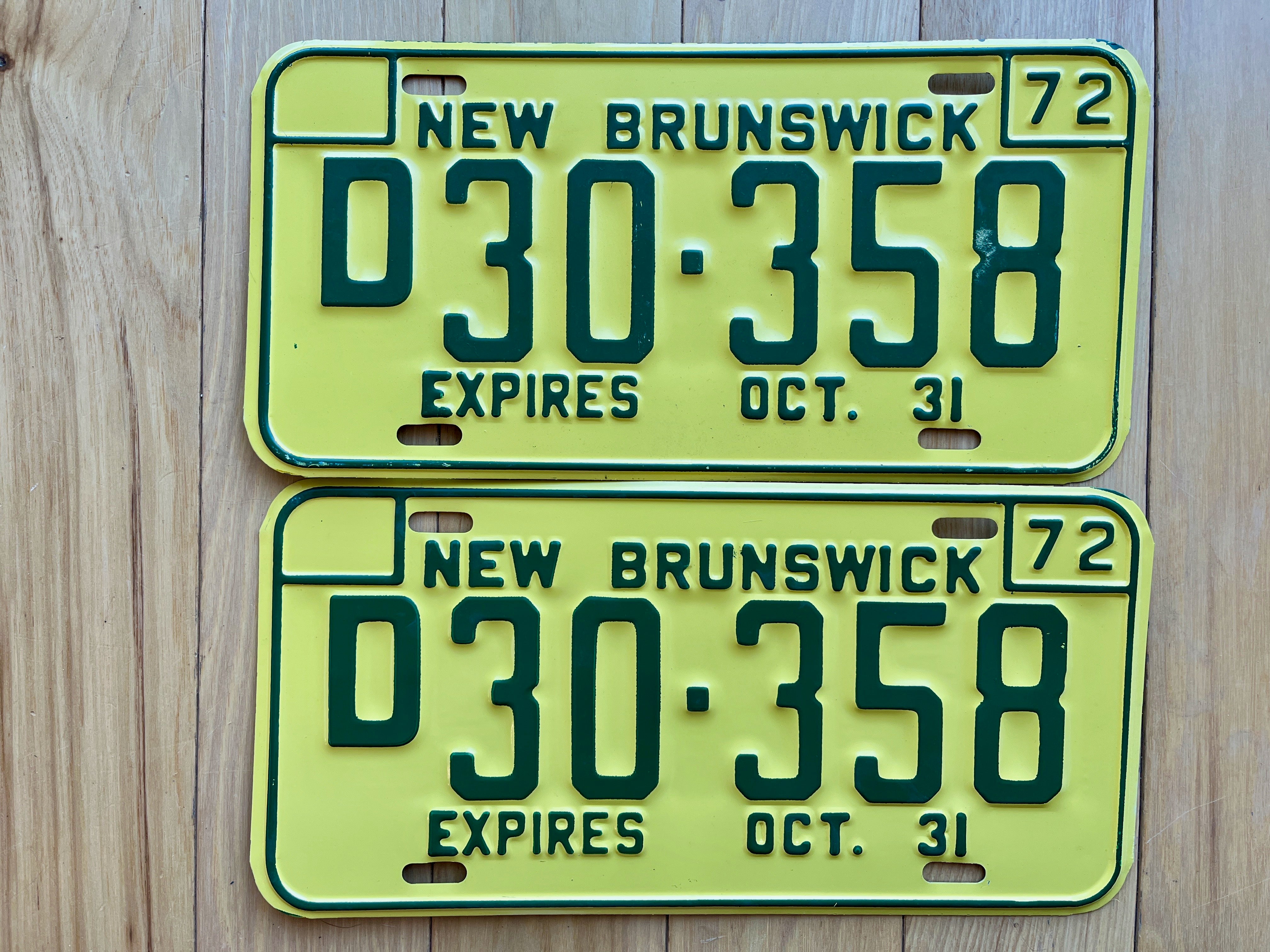 Pair of 1972 New Brunswick License Plates – RusticPlates