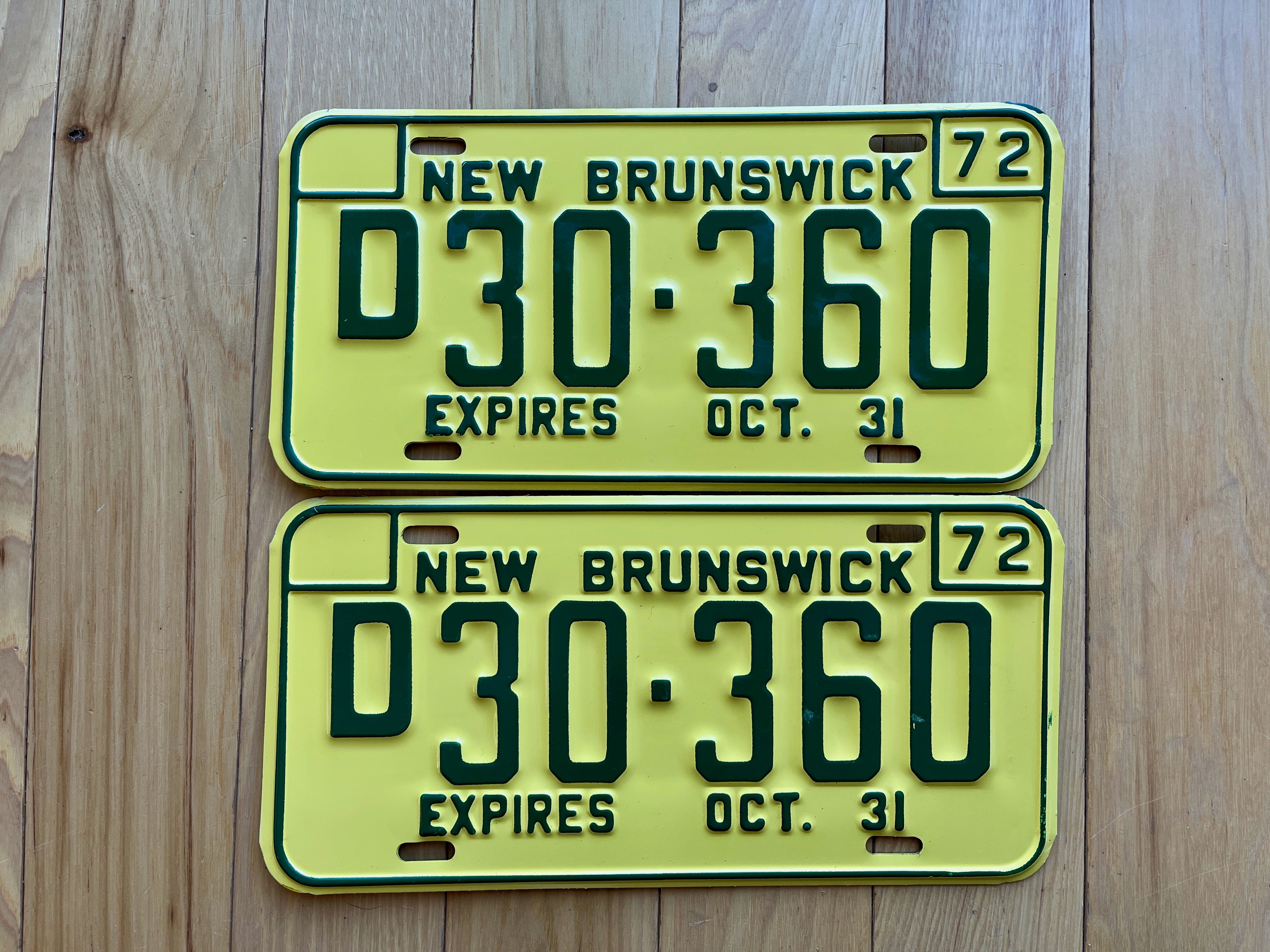 Pair of 1972 New Brunswick License Plates – RusticPlates
